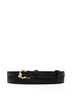 COCCINELLE Logo-plaque Pebbled-calf Leather Belt - Black
