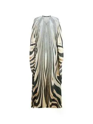 Roberto Cavalli Zebra-print V-neck Maxi Dress