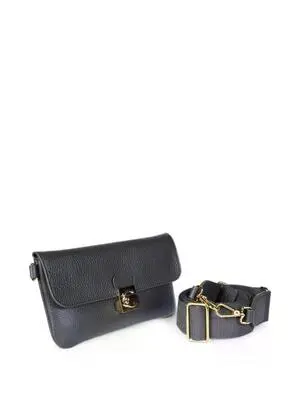 COCCINELLE C-me Lock Grained Leather Shoulder Bag - Grey