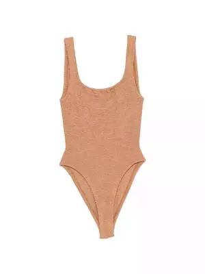 Hunza G Square-neck Crinkle-effect Swimsuit - Neutrals