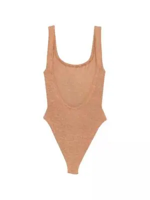 Hunza G Square-neck Crinkle-effect Swimsuit - Neutrals