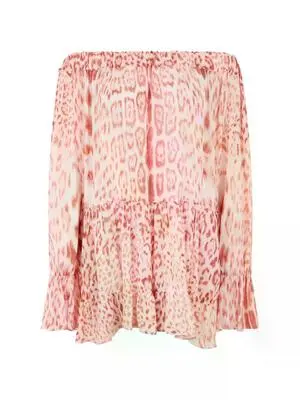 Roberto Cavalli Jaguar-print Off-shoulder Mini Dress