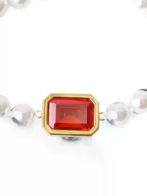 IZABEL DISPLAY Emerald-cut Crystal Pearl Bracelet - Gold