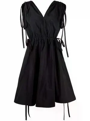 Red Valentino Sleeveless V-neck Flared Dress With Drawstring Waist