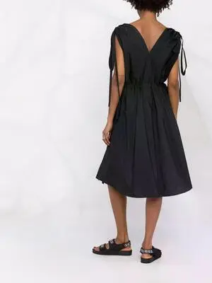 Red Valentino Sleeveless V-neck Flared Dress With Drawstring Waist