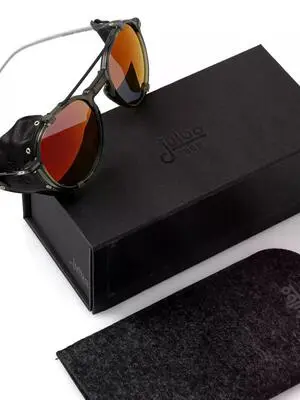 JULBO EYEWEAR Legacy Round-frame Leather-trim Sunglasses