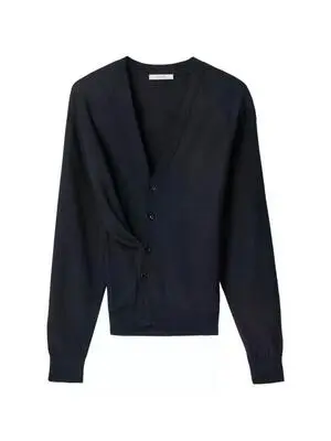 LEMAIRE Relaxed Twisted Cardigan In Merino Blend - Black