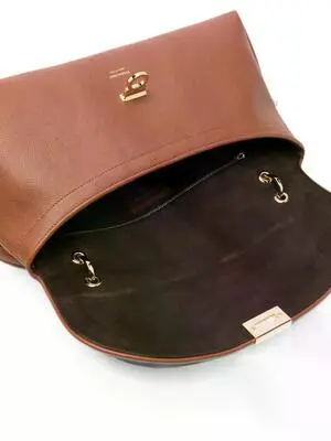 FERRAGAMO Gancini Pebbled Leather Tote Bag - Brown