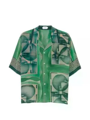 Versace Greca-print Medusa-head Shirt - Green