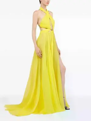 Roberto Cavalli Cut-out Pleated Long Dress