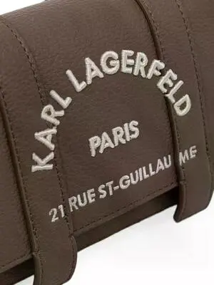 Karl Lagerfeld Logo-embroidered Grained Shoulder Bag