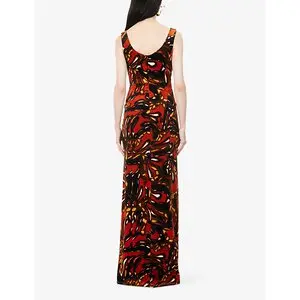 Dries Van Noten Sleeveless Graphic Print Maxi Dress - Rust