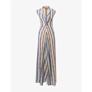 Missoni V-neck Cap-sleeve Woven Maxi Dress