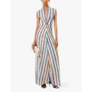 Missoni V-neck Cap-sleeve Woven Maxi Dress