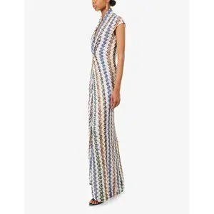 Missoni V-neck Cap-sleeve Woven Maxi Dress