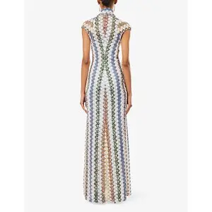 Missoni V-neck Cap-sleeve Woven Maxi Dress