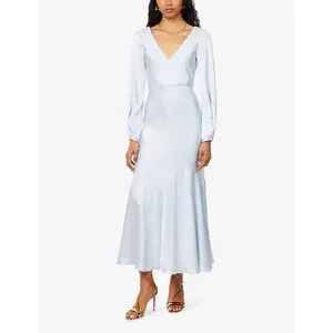 Gabriela Hearst Peyton Knotted-back Silk Maxi Dress - Light Blue