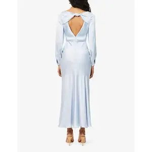 Gabriela Hearst Peyton Knotted-back Silk Maxi Dress - Light Blue