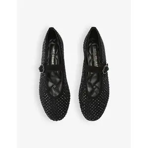 Kurt Geiger Mayfair Crystal-embellished Suede Ballet Flats - Black