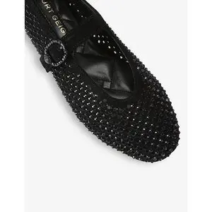 Kurt Geiger Mayfair Crystal-embellished Suede Ballet Flats - Black