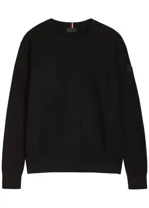 Moncler Logo-appliqué Cotton-knit Jumper - Black