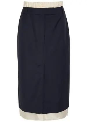 RÓHE Layered Wool Midi Skirt