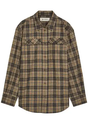 RÓHE Checked Wool-blend Overshirt - Brown
