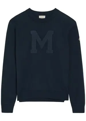Moncler Logo-embroidered Cotton-blend Jumper - Blue