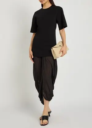 TOTEME Layered Cocoon-skirt Knit Midi Dress - Black