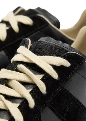MAISON MARGIELA Replica Panelled Leather And Suede Sneakers - Black