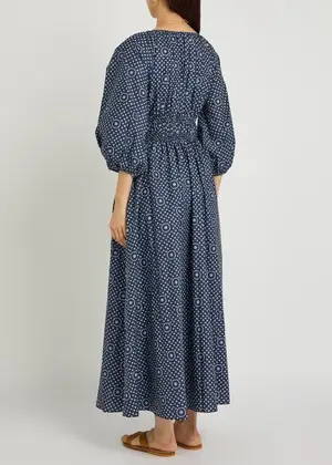 Matteau Printed Cotton-poplin Midi Dress - Blue