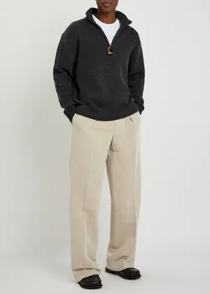 JW Anderson Ribbed Half-zip Wool And Cotton-blend Jumper