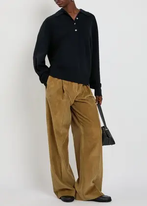 RÓHE Merino Wool Polo Jumper - Navy