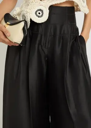 HEIRLOME Condesa Pleated Wide-leg Silk Trousers