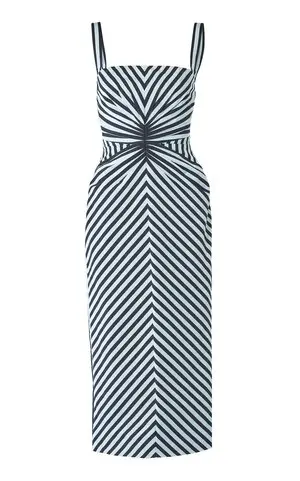 Carolina Herrera Ruched Cotton-blend Striped Pencil Dress - Stripe
