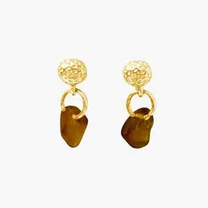 GLASSTYK Kokosdråbe Earrings Gold - Brown