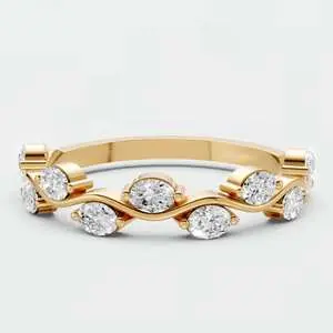 AYA FINE JEWELRY Twisted Diamond Stacking Ring With Oval Lab Diamonds In 14k Gold - Yellow