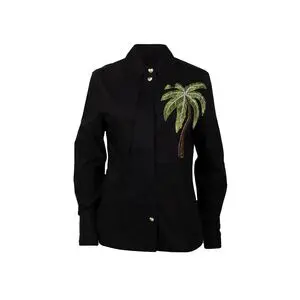 HOUSE OF LAINES LONDON Embellished Palm Tree Tie Shirt - Black