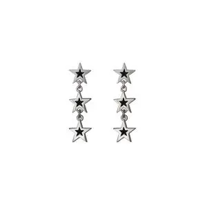 EDGE ONLY Megastar 3 Star Drop Earrings Sterling Silver - Black