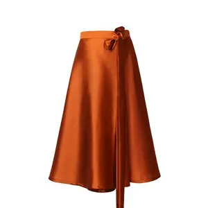 RICHA SHARMA Bronze Hued Taffeta Silk Midi Skirt - Brown