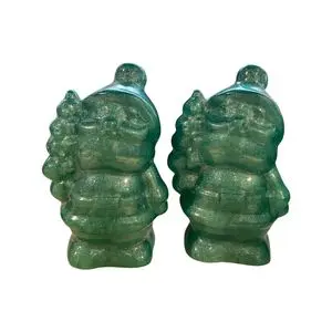 BY SHAX Sparkly Santa Figurine Pair