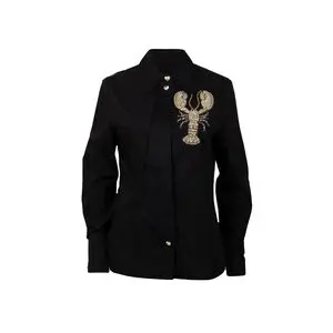 HOUSE OF LAINES LONDON Embellished Lobster Tie Shirt - Black