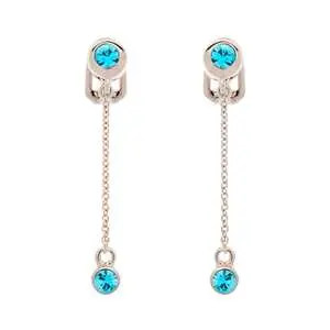 EMMA HOLLAND JEWELLERY Platinum Aqua Crystal Drop Clip Earrings - Silver