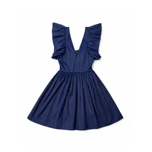 ELFIE Louise Navy Cotton Dress - Blue