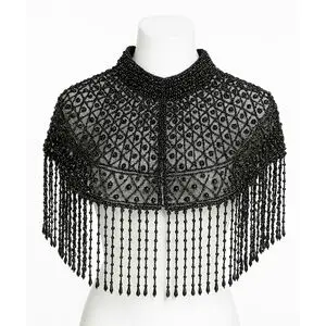 RICHA SHARMA Handmade Beaded Cape Shawl With Pearl Fringe