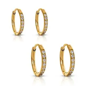 EVER JEWELLERY Transition Sleeper Huggie Hoops Earrings Bundle Set