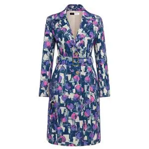 RICHA SHARMA Blue / Pink Handcrafted Abstract Print Single Breasted Coat