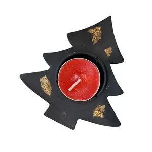 BY SHAX Large Xmas Tree Tealight Holder And Gold - Black