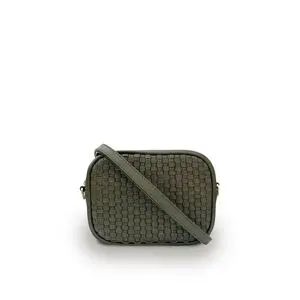 APATCHY LONDON The Penelope Olive Woven Leather Camera Bag - Green