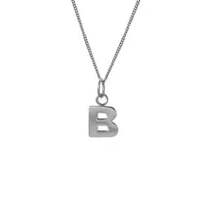 EDGE ONLY Letter Pendant "b" Initial Necklace Sterling - Silver